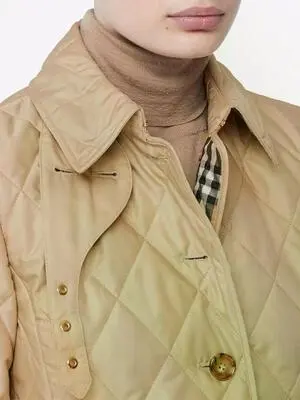 Burberry Diamond-quilted Jacket With Leather Trim And Check Lining - Neutrals