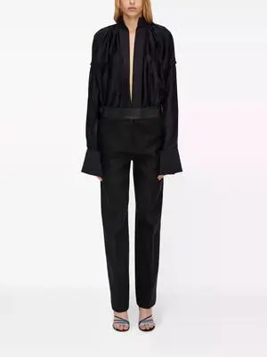 FERRAGAMO Kaftan Crinkle-effect Shirt - Black