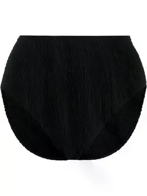 TOTEME Smocked High-waisted Bikini Bottoms - Black