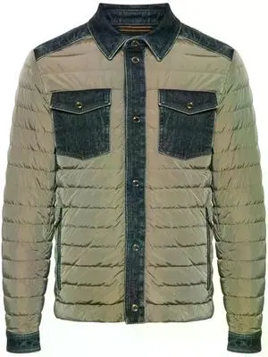 MOORER Denim-trim Quilted Jacket - Blue