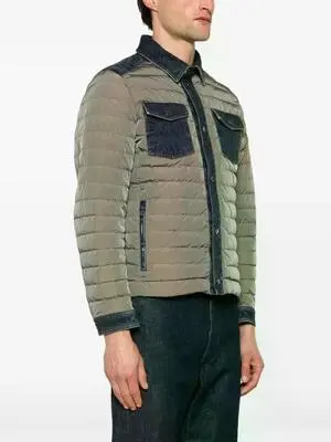 MOORER Denim-trim Quilted Jacket - Blue