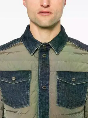 MOORER Denim-trim Quilted Jacket - Blue