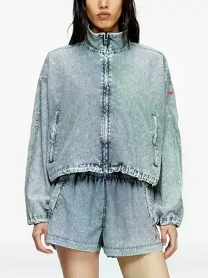 DIESEL® G-leam-r1 Acid Washed Denim Bomber Jacket
