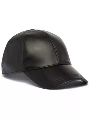 Prada Triangle-logo Nappa Leather Baseball Cap - Black