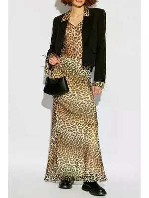 GANNI Animal-print Long-sleeve Blouse