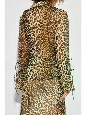 GANNI Animal-print Long-sleeve Blouse
