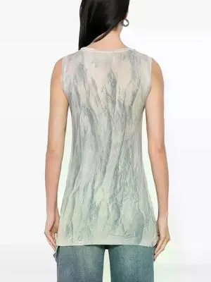 Avant Toi Marbled Pattern Sleeveless Tank Top