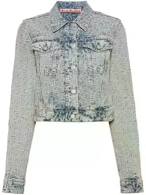 Acne Studios Monogram-jacquard Denim Jacket - Blue