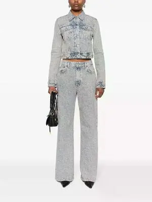 Acne Studios Monogram-jacquard Denim Jacket - Blue
