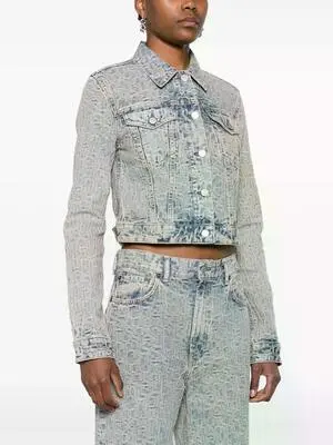 Acne Studios Monogram-jacquard Denim Jacket - Blue