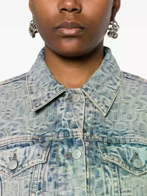 Acne Studios Monogram-jacquard Denim Jacket - Blue
