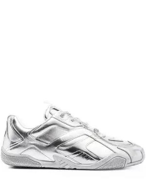 Versace Galaxia Metallic Lace-up Sneakers - Silver