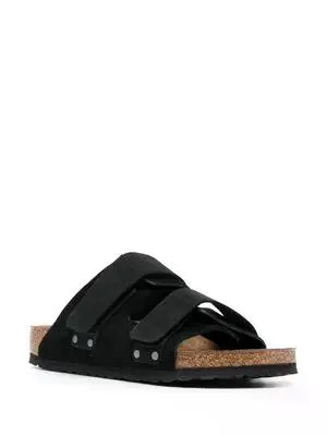BIRKENSTOCK Uji Leather Slides - Black