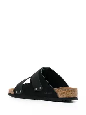 BIRKENSTOCK Uji Leather Slides - Black