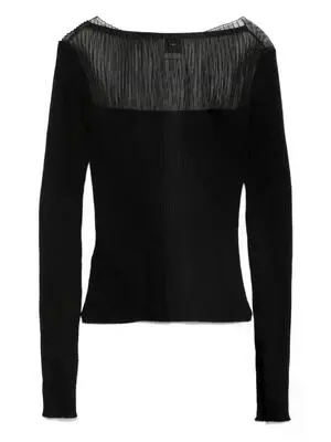 Pinko Semi-sheer Panel Ribbed Jumper