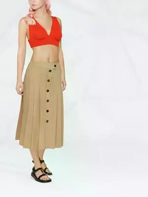 FERRAGAMO Buttoned-up Pleated A-line Skirt