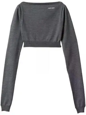 Miu Miu Boat-neck Top - Grey