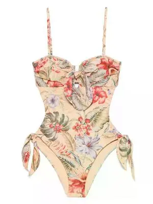 Zimmermann Coco Scarf Tie One Piece Swimsuit - Neutrals
