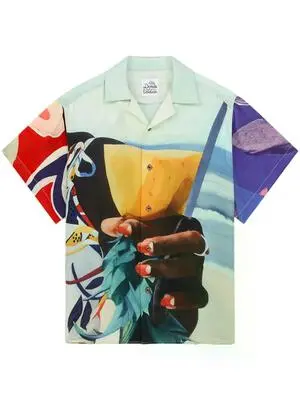 DONDE ESTEBAN Donde Esteban Salpicon Silk Shirt Blue