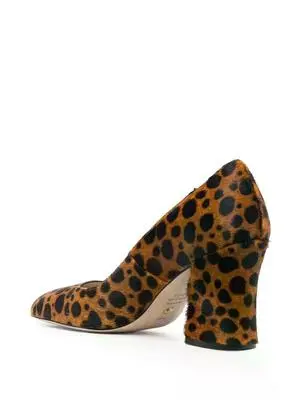 STUART WEITZMAN Curveblock Leopard-print Pumps