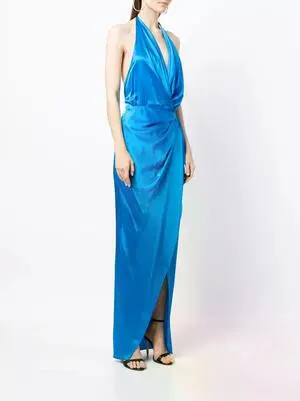 Michelle Mason Satin Halterneck Gown