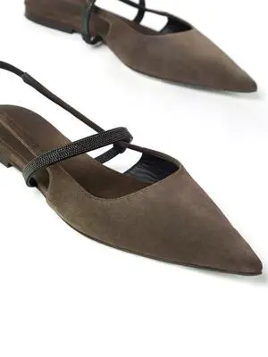 Brunello Cucinelli Suede Sling-back Flats