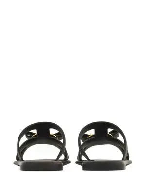 FERRAGAMO Vara Plate Sandals - Black