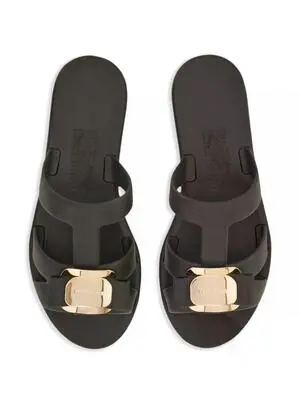 FERRAGAMO Vara Plate Sandals - Black