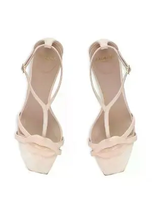 Balmain Light Beige Leather Stiletto Sandals