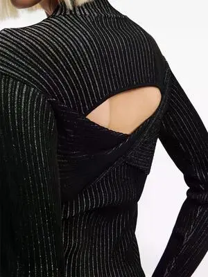 Karl Lagerfeld Mock-neck Lurex T-shirt - Black