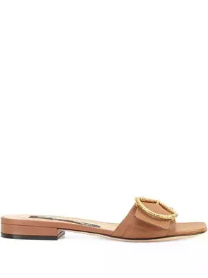 SERGIO ROSSI Buckled Leather Sandals - Brown