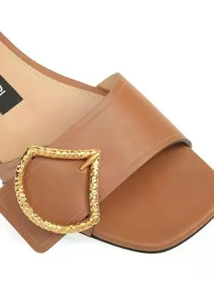 SERGIO ROSSI Buckled Leather Sandals - Brown