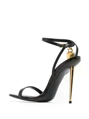 TOM FORD Padlock 105mm Leather Sandals - Black