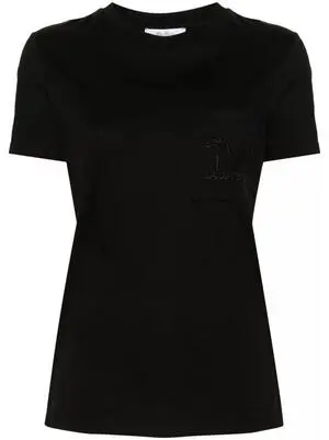 Max Mara Logo-embroidered Cotton T-shirt - Black