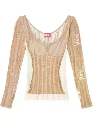 DIESEL® M-calai Top Long Sleeve Scoop Neck