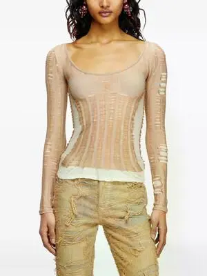 DIESEL® M-calai Top Long Sleeve Scoop Neck