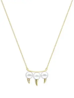 TASAKI 18kt Yellow Akoya Pearl And Diamond Necklace - Gold