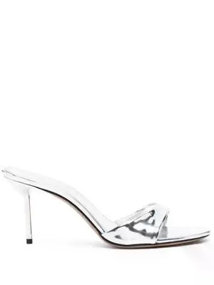 Paris Texas Lidia 70mm Leather Mules - Silver