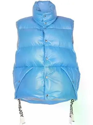 Khrisjoy Logo-tape Shiny Puffer Gilet - Blue