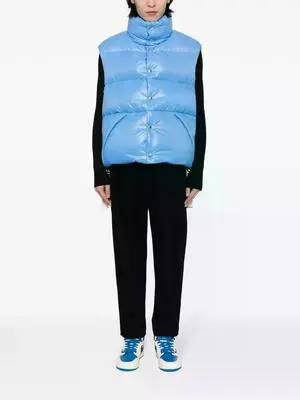 Khrisjoy Logo-tape Shiny Puffer Gilet - Blue