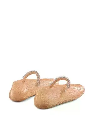 JIMMY CHOO Transparent Jelly Ballet Flats With Crystal Embellished Strap - Neutrals