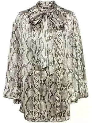 Balmain Snakeskin-print Silk Blouse