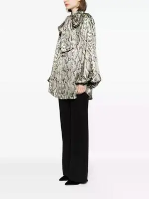 Balmain Snakeskin-print Silk Blouse