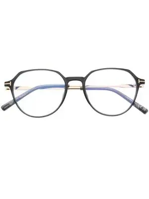 TOM FORD T-logo Round-frame Glasses - Blue