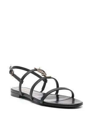 Saint Laurent Cassandra Flat Sandals - Black