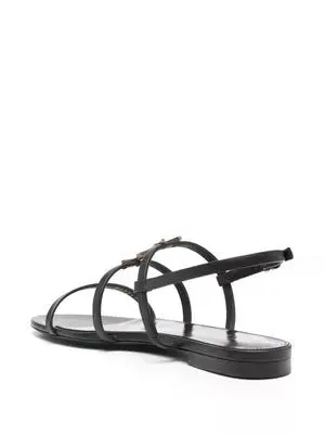 Saint Laurent Cassandra Flat Sandals - Black
