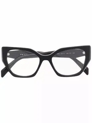 Prada Cat-eye Frame Logo-embossed Glasses - Black