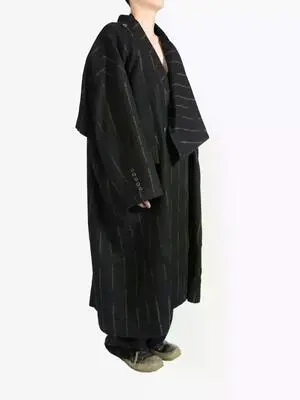 ZIGGY CHEN Asymmetric Pinstripe Virgin Wool Coat