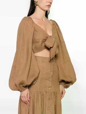 ACTUALEE Tie-fastening Blouse - Brown