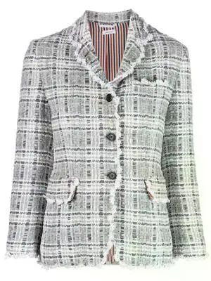 Thom Browne Crochet-trim Single-breasted Blazer - Grey